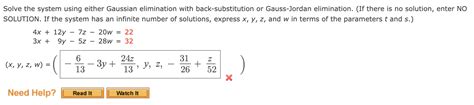 solved solve the system using either gaussian elimination