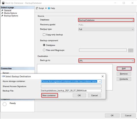 backup and restore sql server to azure blob storage