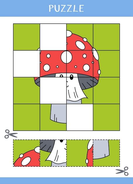 Puzzle F R Kinder Vektor Arbeitsblatt Ausschneiden Und Kleben Premium