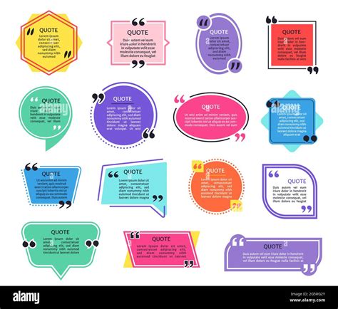 Quote Boxes Colorful Quotes Frames With Quotation Marks Dialog Bubble