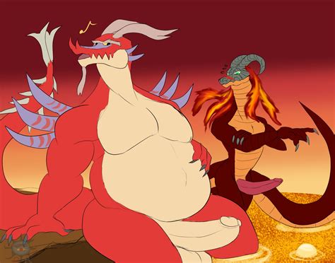 Rule 34 Anthro Balls Blush Claws Daikuhiroshiama Dragon Duo Erection Eyebrows Facial Hair