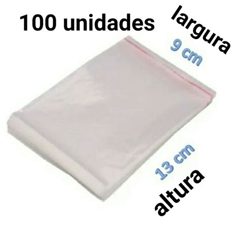 saquinho plástico alto colante 100 peças 9X13 sacos colante