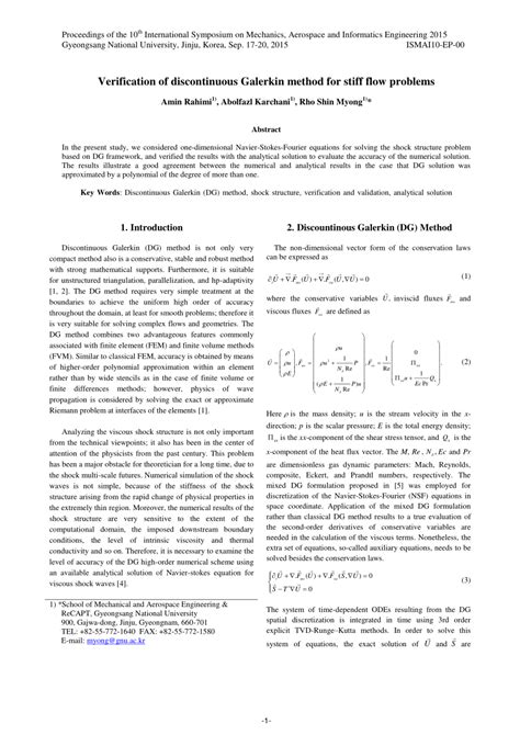 pdf verification of discontinuous galerkin method for stiff flow problems