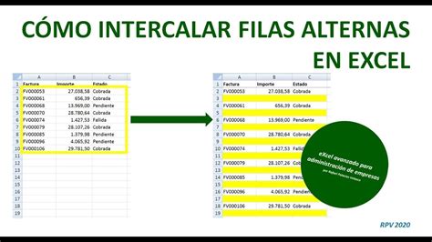 C Mo Intercalar Filas Alternas En Excel Youtube