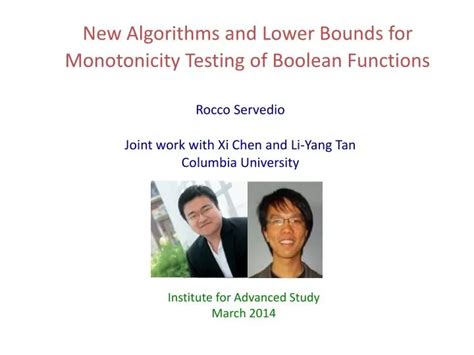 ppt new algorithms and lower bounds for monotonicity testing of boolean functions powerpoint