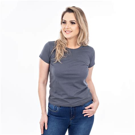 Camiseta feminina baby look 100 algodão 30 1 Penteado