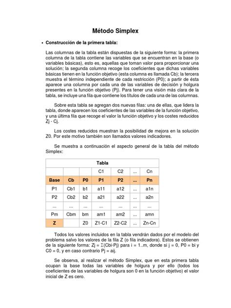 método simplex pdf algoritmos análisis matemático