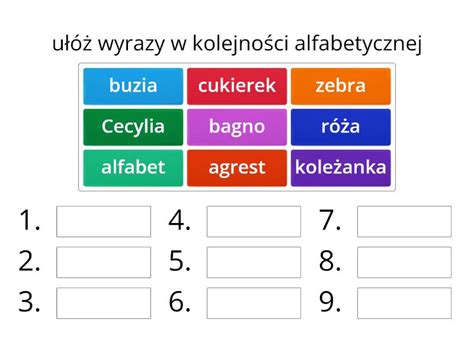 Kolejno Alfabetyczna Ustaw W Kolejno Ci