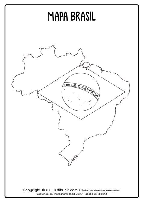 Mapa De Brasil Con Bandera Para Colorear DibuHit