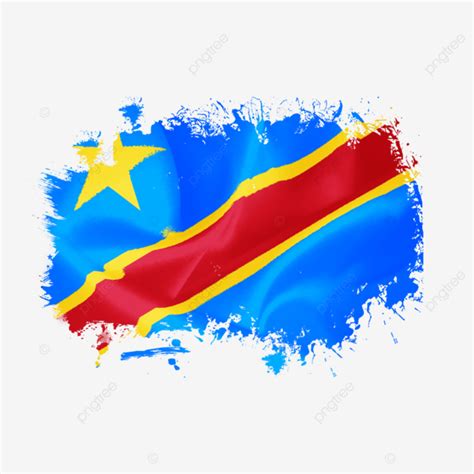 Dr Congo Folded Flag In Watercolor Brush New Dr Congo Flag Day PNG