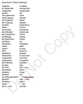Arme Anna Kapitel 7 9 Key Vocabulary And By Jolly German Giant TPT