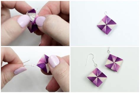 Origami Earrings Photo Tutorial Paper Kawaii Diy Origami Earrings