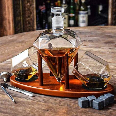 Zestaw Do Whisky DIAMENT DELUXE Karafka 2 Szklanki Drewniana