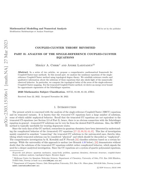 pdf coupled cluster theory revisited part ii analysis of the single reference coupled