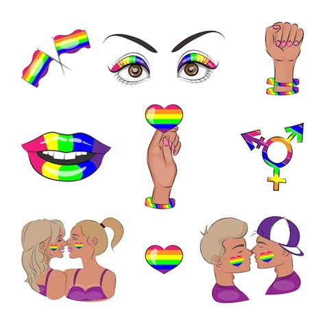 Los símbolos lgbt establecen un póster que los gays y las lesbianas se