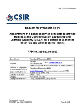 Fillable Online Request For Proposals RFP Appointment Of A Panel Of