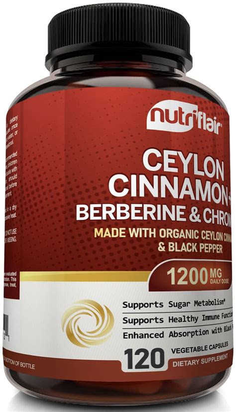 NutriFlair Ceylon Cinnamon Berberine HCL Chromium Black Pepper