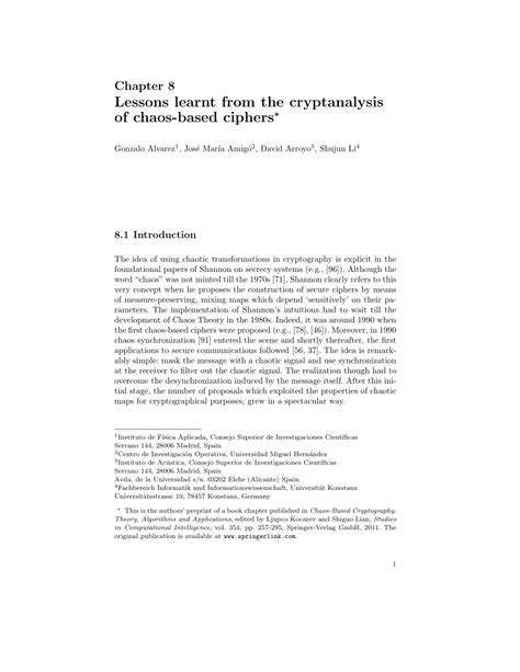 pdf lessons learnt from the cryptanalysis of chaos based ciphers