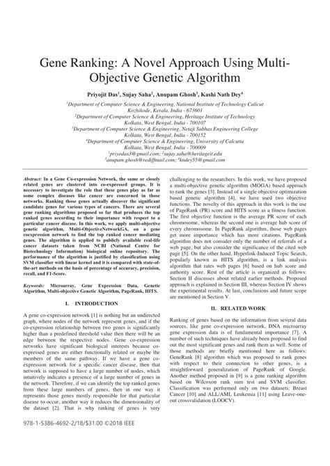 pdf gene ranking a novel approach using multi objective genetic