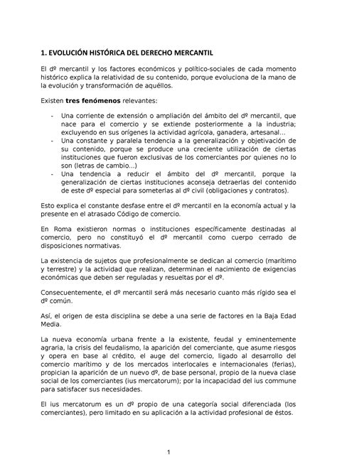 Bloque Evoluci N Hist Rica Del Derecho Mercantil El D