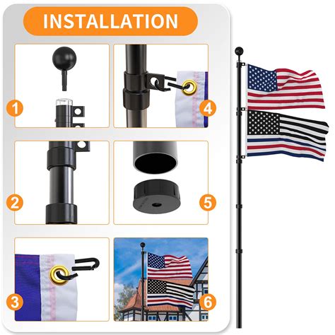 Buy Scwn Flag Pole For Outside In Ground Ft Telescoping Extra Thick
