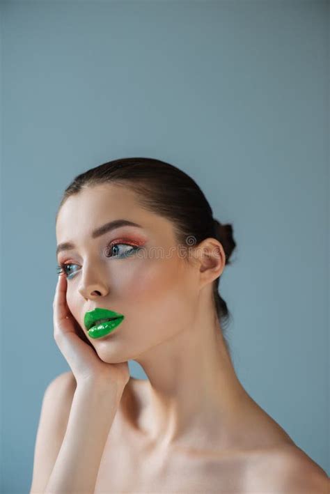 Of Beautiful Naked Woman With Closed Stock Image Image Of Portrait