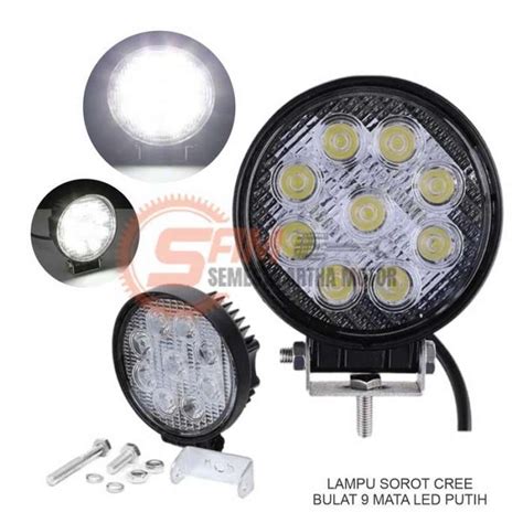 Jual Lampu Sorot Tembak Bulat Cree 9 Mata LED Waterproof 12V 27 Watt