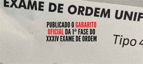 Publicado o gabarito oficial da 1ª fase do XXXIV Exame de Ordem Blog