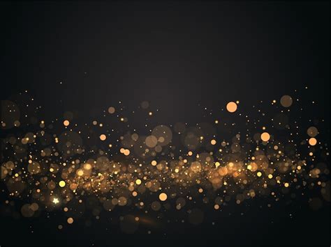 Resumen Bokeh Dorado Efecto De Luces De Fondo Negro Vector Premium