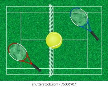 Tennis Court Ball Rackets Vector Illustration Stock Vector Royalty