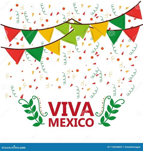 Partido De Las Hojas De La Guirnalda Del Confeti Del Cartel De Viva