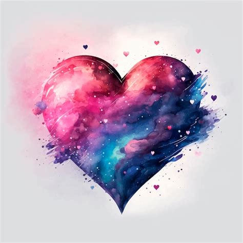 Corazón de acuarela abstracto dibujo del día de san valentín Vector