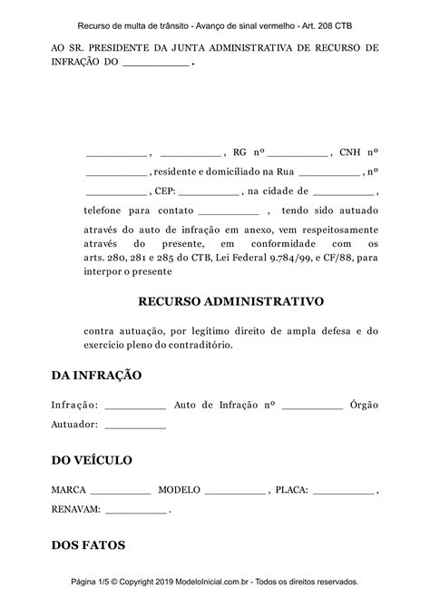 Modelos De Recurso De Multa De Transito Braincp