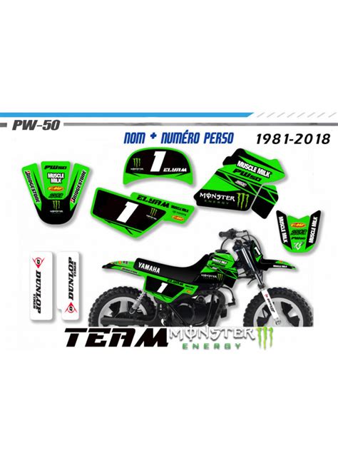 Xride fr motocross vous propose un Kit déco Yamaha 50PW MONSTER ENERGY