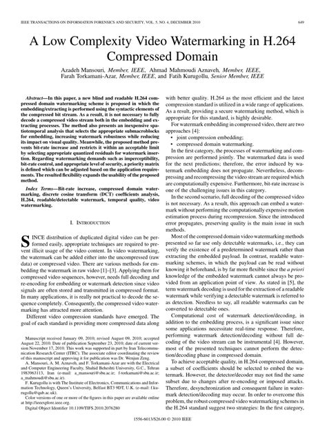 pdf a low complexity video watermarking in h 264 compressed domain