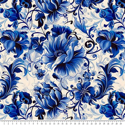 Welur Tapicerski Kwiaty W Stylu Fajans FABRIC SHOP