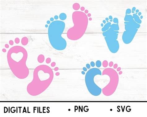 Baby Feet In Heart Svg Png Baby Footprint Svg Gender Reveal Etsy