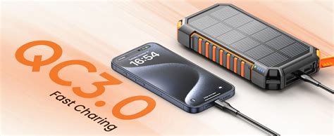 Amazon Hiluckey Power Bank 27000mAh Solar Charger 15W USB C Fast