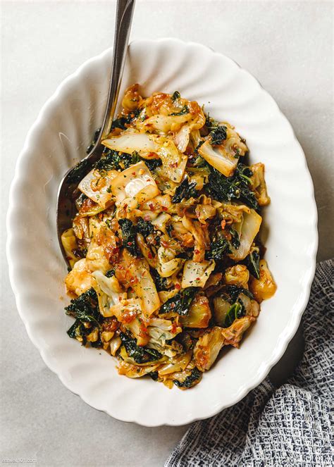 Garlic Sautéed Cabbage Kale Skillet Recipe Sauteed Cabbage Recipe