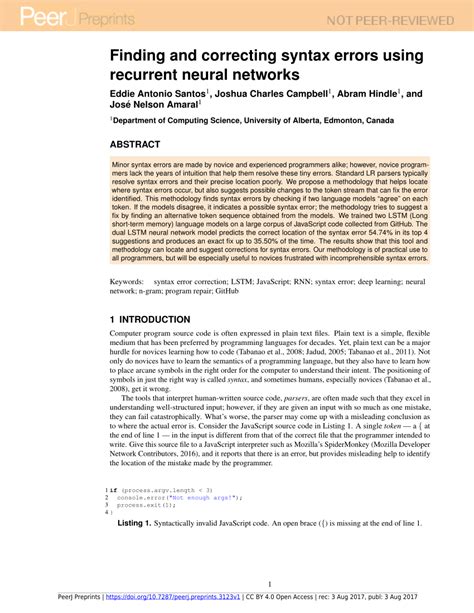 pdf finding and correcting syntax errors using recurrent neural networks