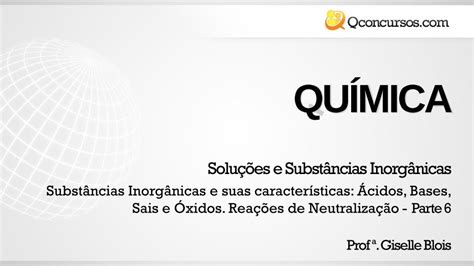 PDF Soluções e Substâncias Inorgânicas Ácidos Bases Sais e Óxidos
