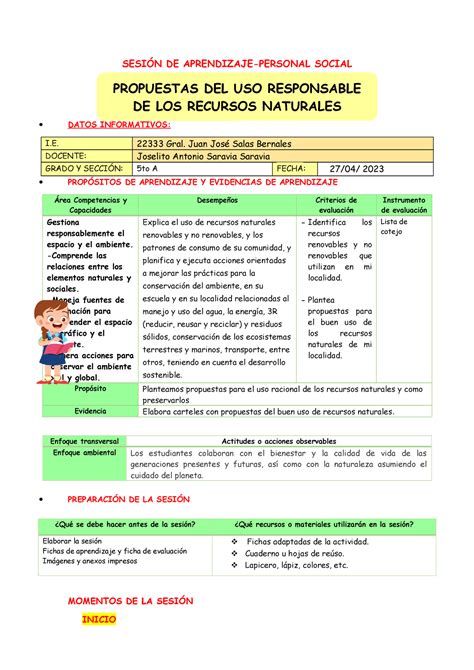 SES Lunes PS Propuestas DEL USO Responsable DE LOS Recursos Naturales