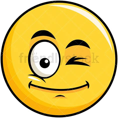 Winking Yellow Smiley Emoji Cartoon Vector Clipart FriendlyStock