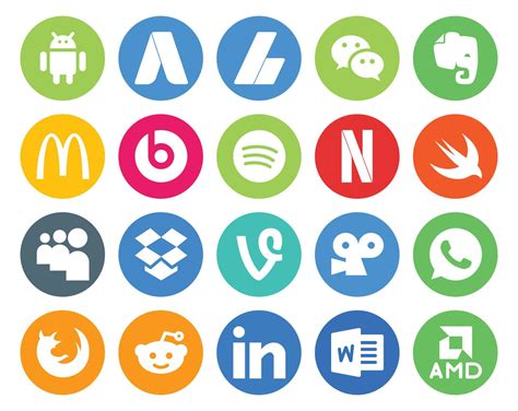 20 Social Media Icon Pack Including Firefox Viddler Beats Pill Vine