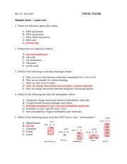 Microbiology Final Exam Fall With Answers Bio Fall