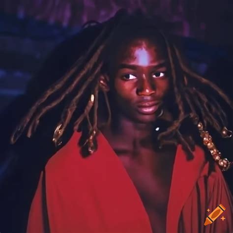 Portrait Of A Black Man With Long Dreadlocks In A Red Outfit On Craiyon