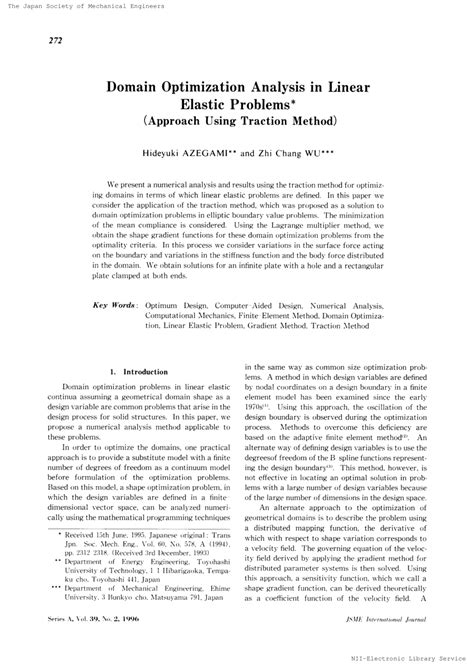 pdf domain optimization analysis in linear elastic problems approach using traction method
