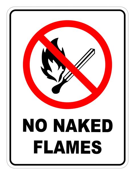 No Naked Flames Prohibited Safety Sign