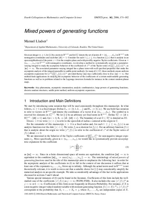 pdf mixed powers of generating functions manuel lladser