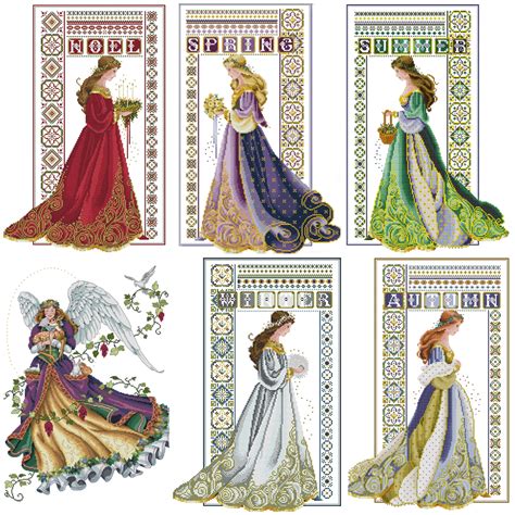 14CT Joy Sunday Stamped Counted Cross Stitch Four Seasons Angel